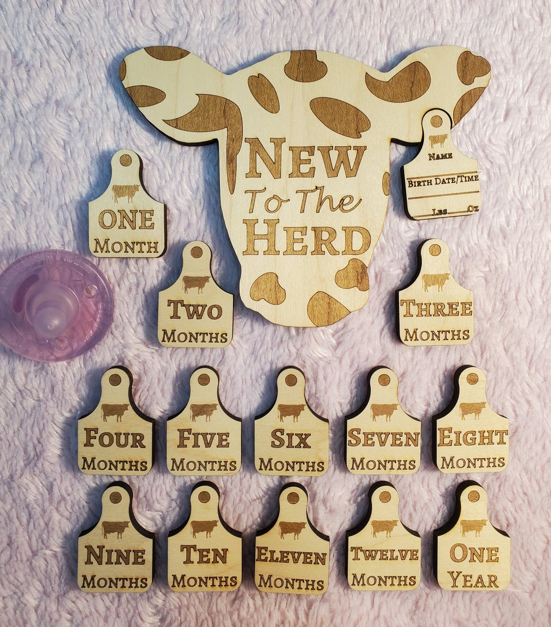 Holstein Cow Baby Milestone Markers: Engraved Maple Photo Prop - Etsy