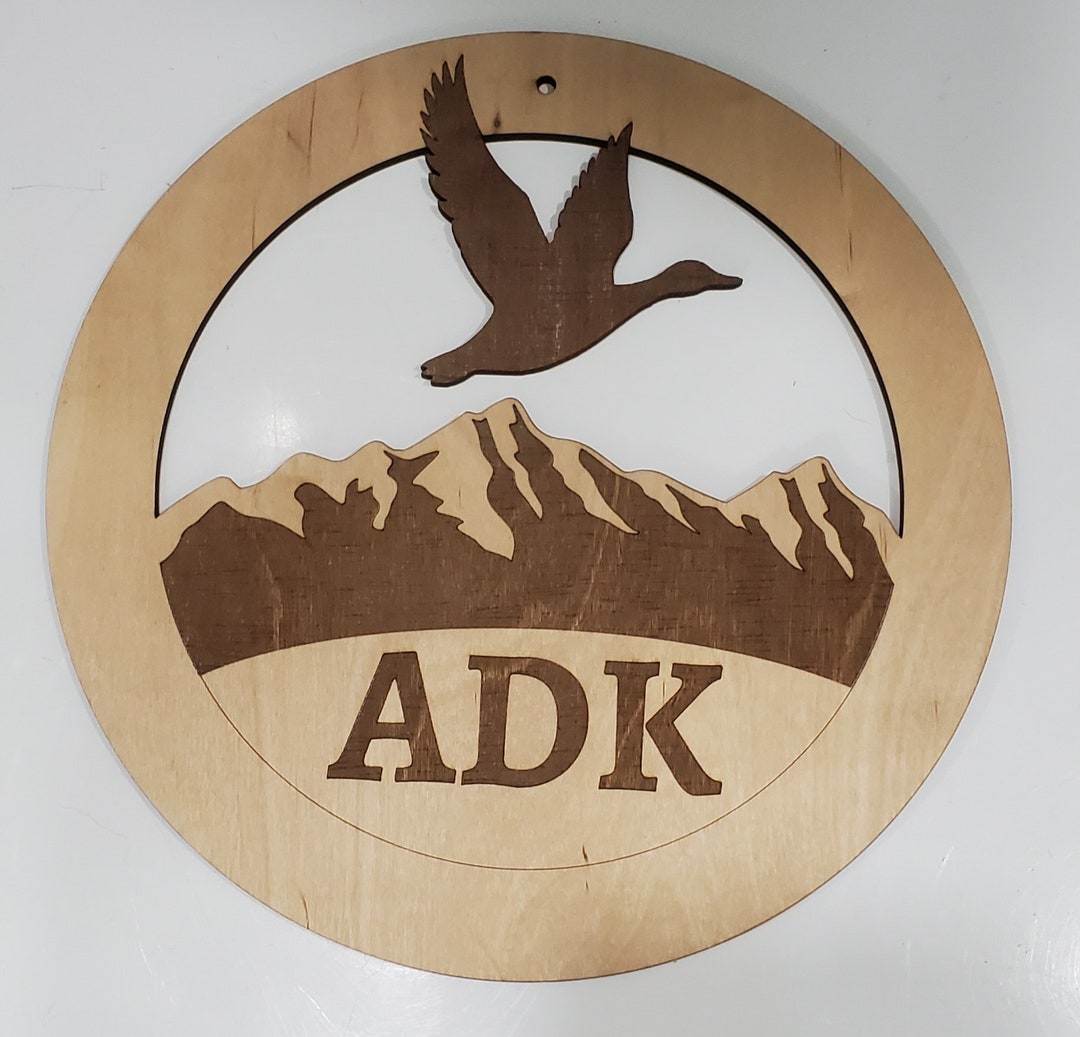 Adirondacks Sign, ADK, Duck, Laser Engraved, Wood Sign, Birch, Front ...