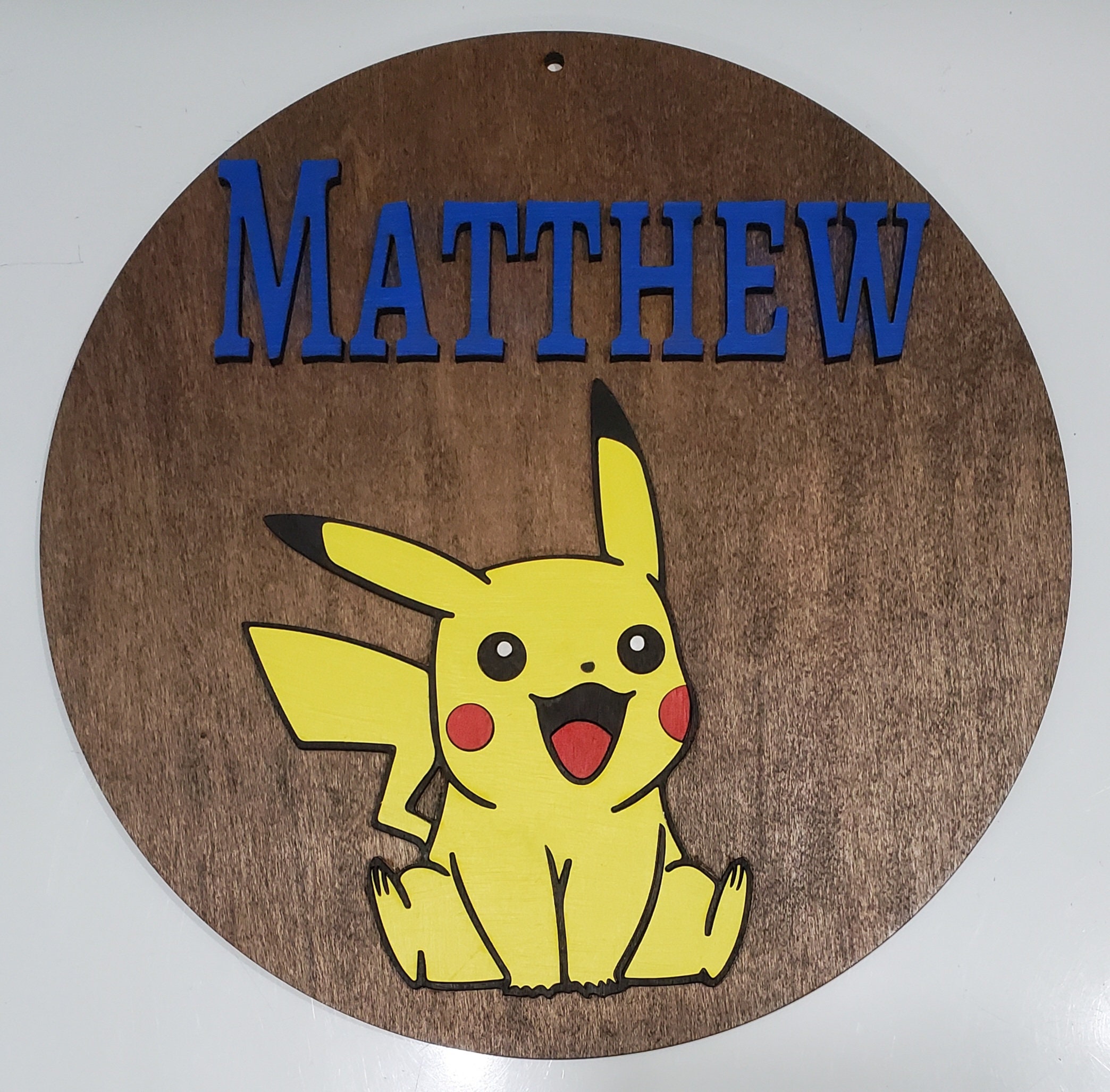 Pikachu Pokémon Sign, Children Bedroom, Wall Decor, Stained, Painted ...