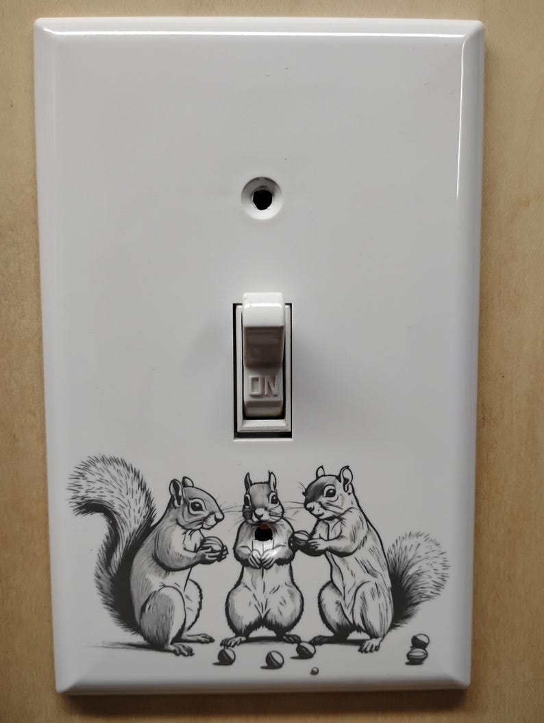 Laser Engraved Wildlife Switch Plate Cover: Squirrels, Fox, Wolves ...