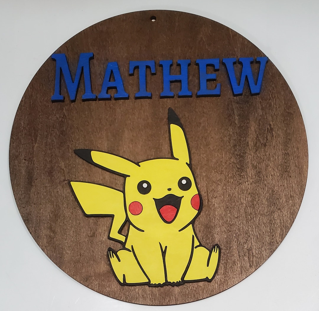 Pikachu Pokémon Sign, Children Bedroom, Wall Decor, Stained, Painted ...