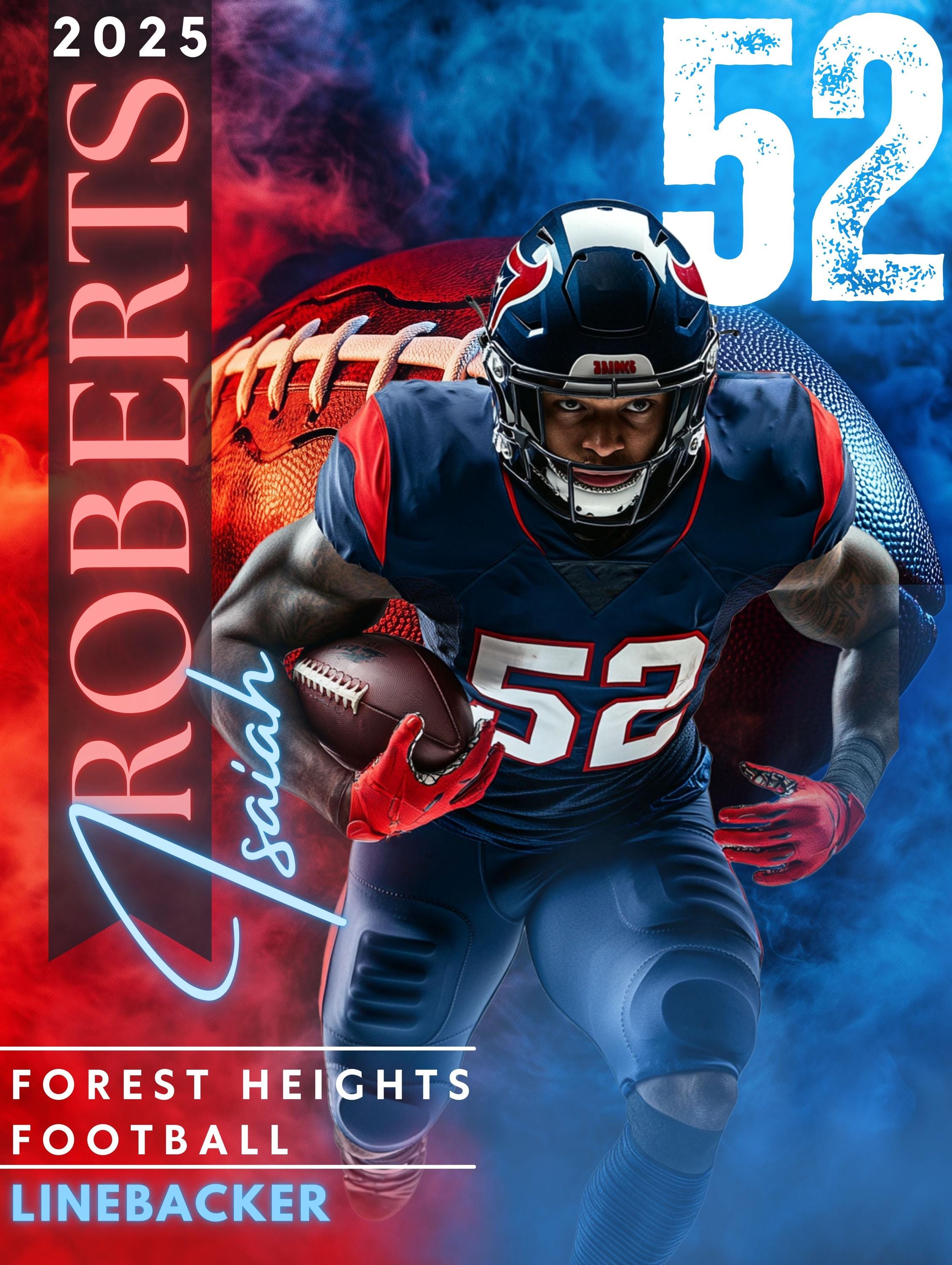 Blue & Red Fog Football Poster Canva Template - Etsy