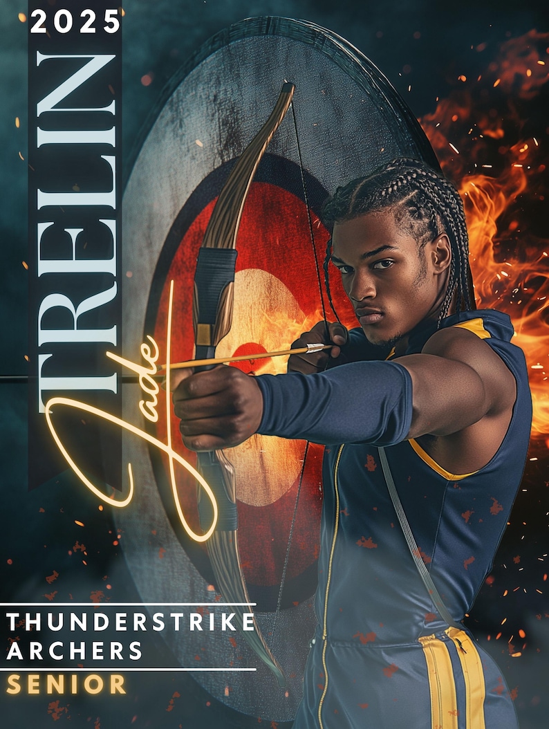 Fiery Arrow Archery Target Poster Canva Template | Customizable Sports ...