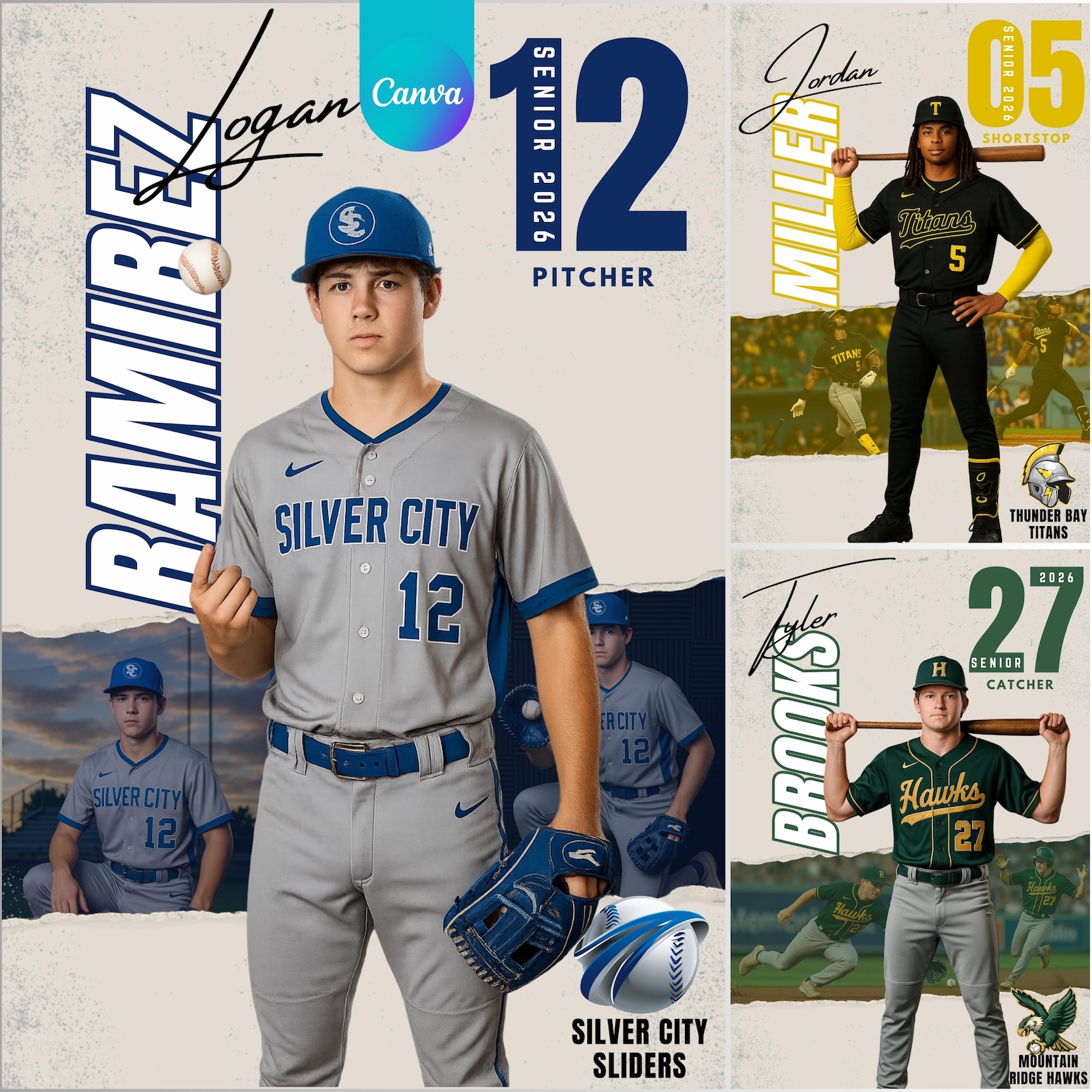 Baseball Poster Canva Template | Baseball Card Banner, Senior Night ...