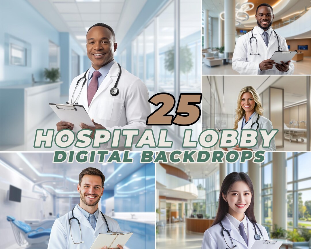25 Modern Hospital Interior Lobby Digital Backdrops | Business Headshot ...
