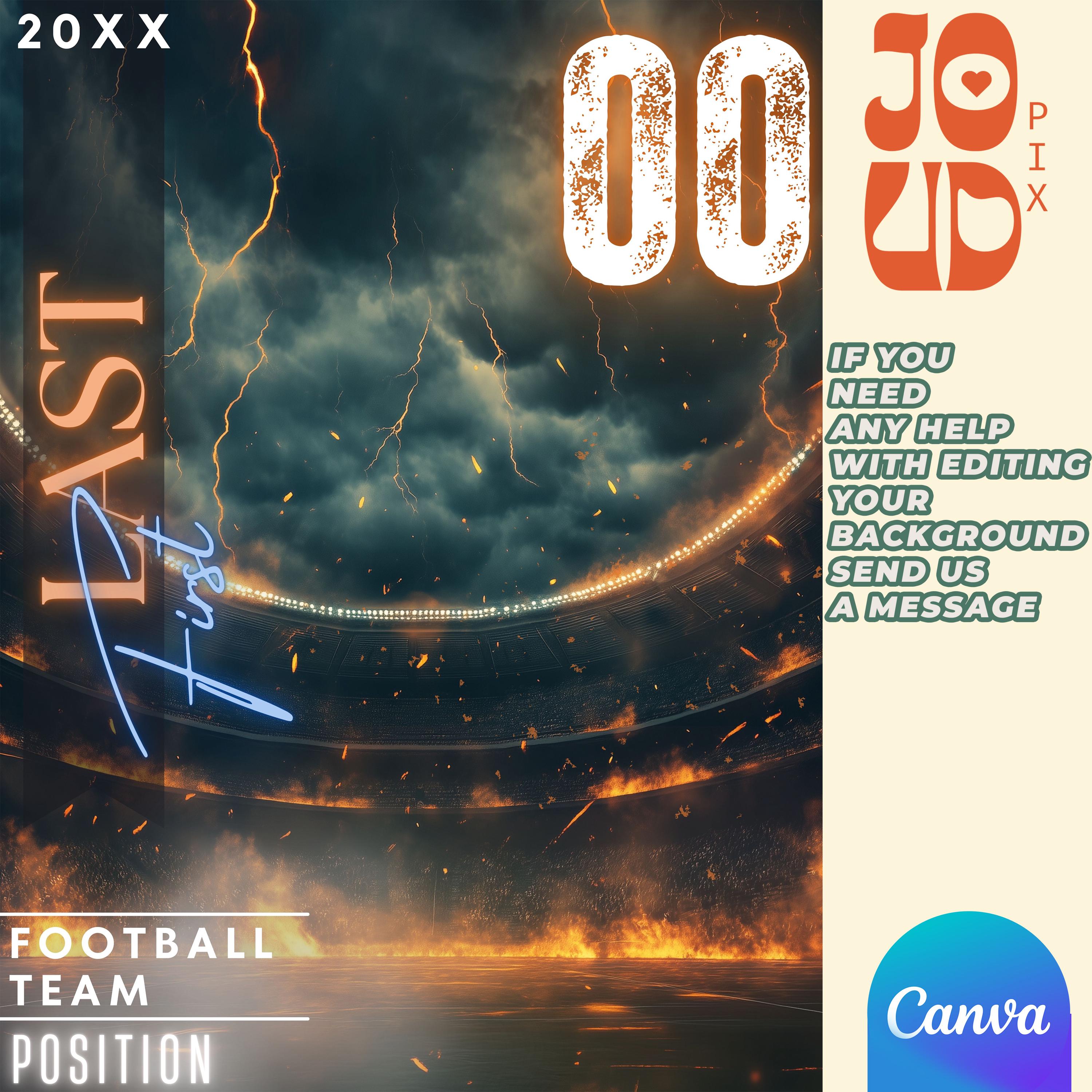 Fiery Football Stadium Canva Template: Player Highlights & Team Posters ...