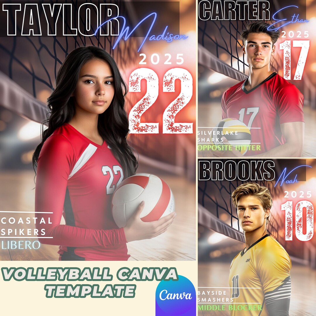 Volleyball Senior Sports Poster: Custom Team Banner Canva Template - Etsy