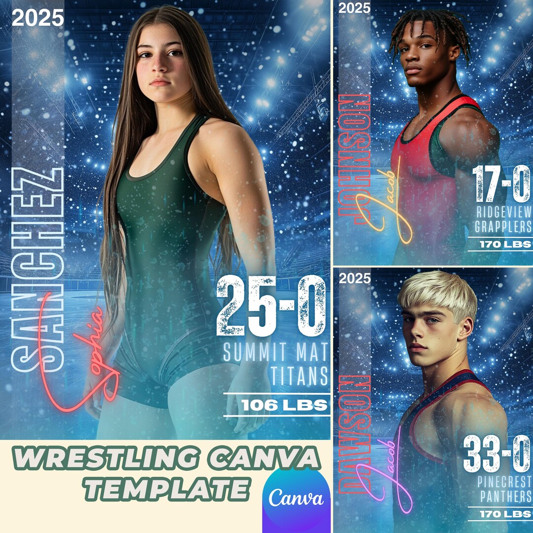 Wrestling Poster Canva Template | High School Sports Banner ...