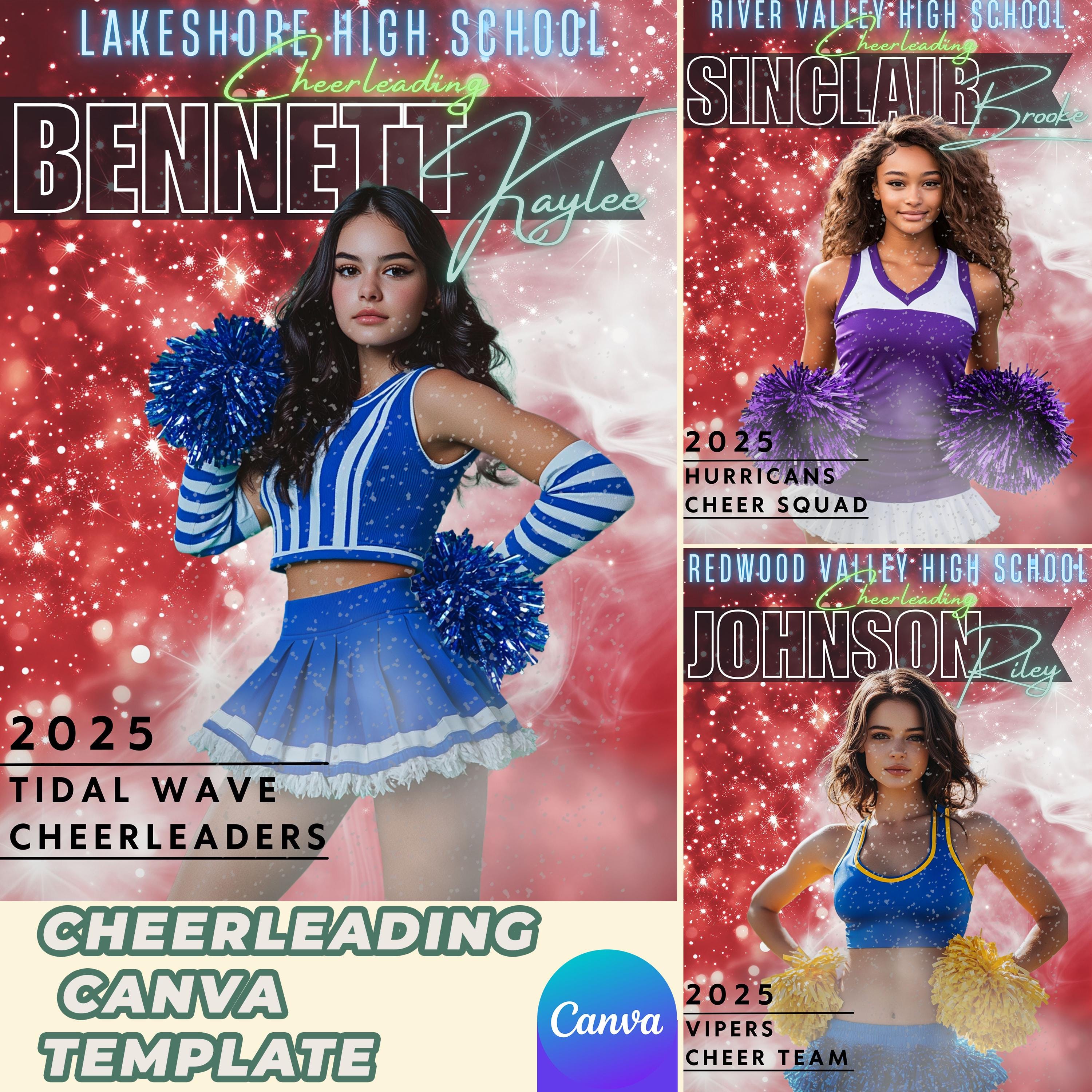 Cheerleading Canva Template | Red and White Sparkles Cheer Background ...