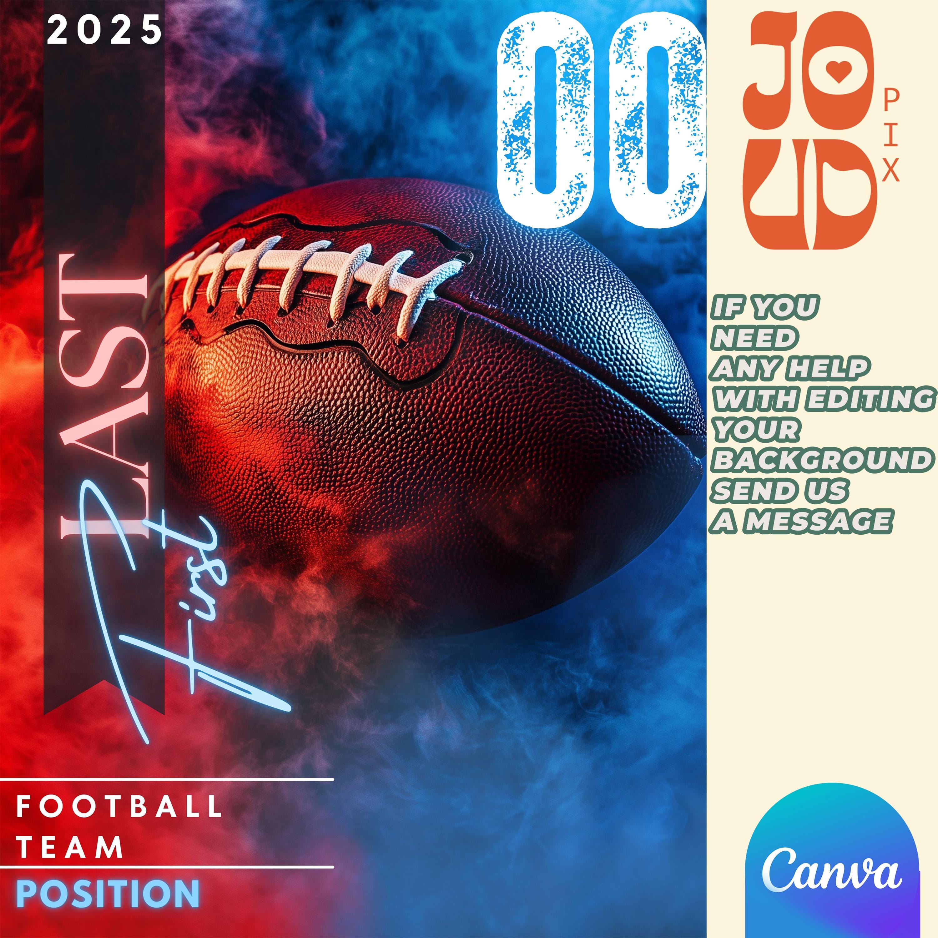 Blue & Red Fog Football Poster Canva Template - Etsy
