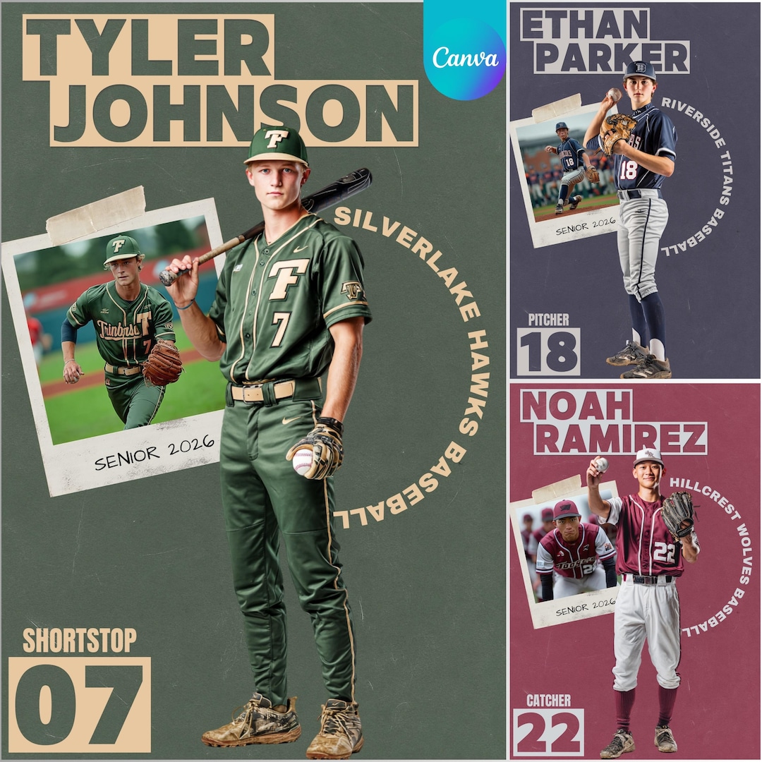 Baseball Senior Night Poster | Custom Canva Template With Collage Photo ...