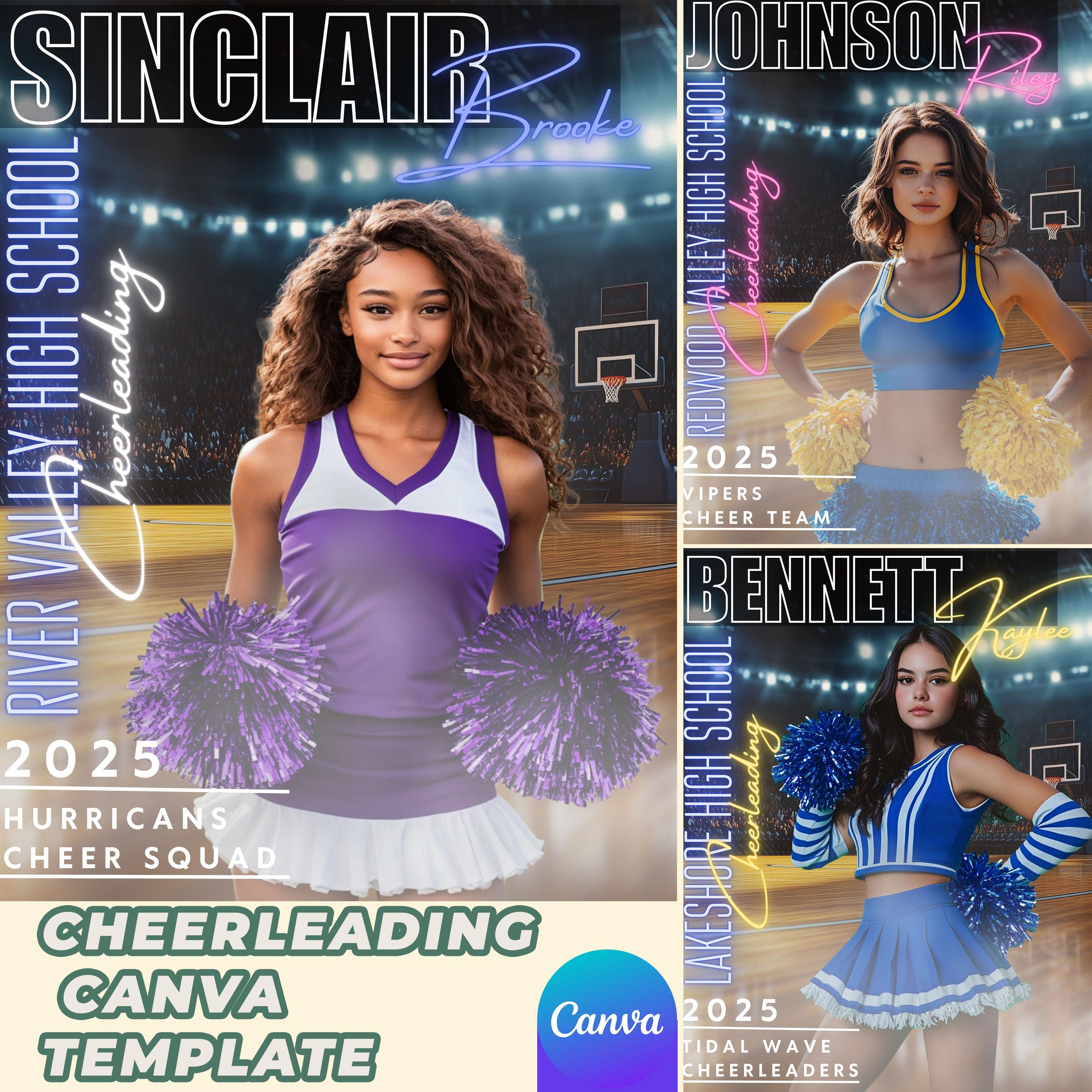 Cheerleading Canva Template: High School Senior Poster, Sports Banner ...