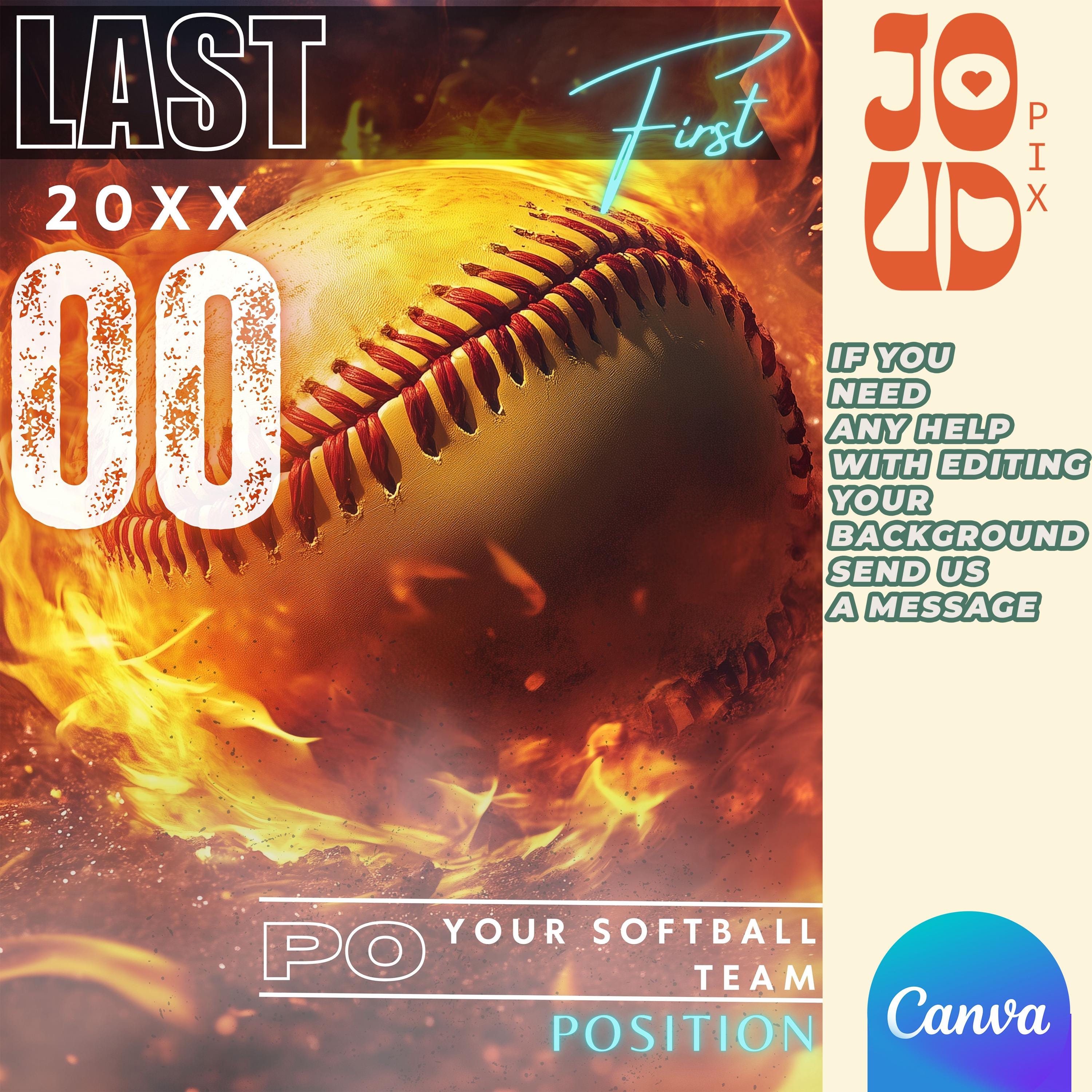 Fiery Softball Team Poster Canva Template: Senior Player Banner - Etsy