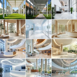 25 Modern Hospital Interior Lobby Digital Backdrops | Business Headshot ...