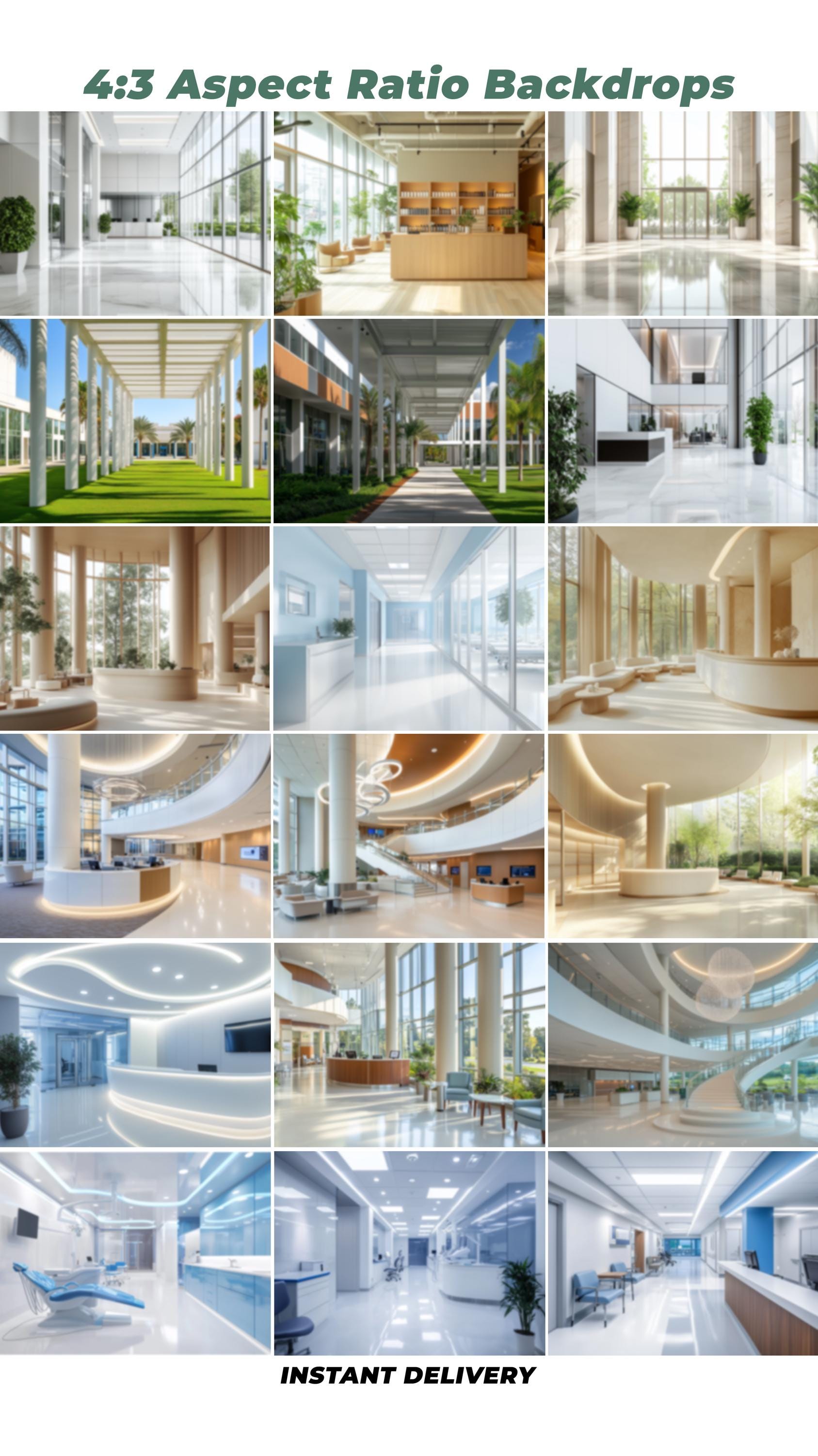 25 Modern Hospital Interior Lobby Digital Backdrops | Business Headshot ...