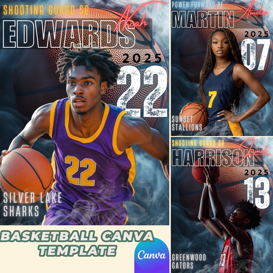 Smoky Basketball Canva Template | Customizable Senior Sports Poster ...