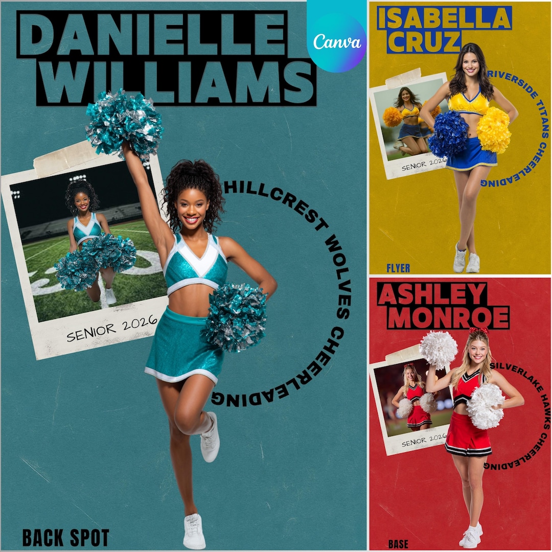 Cheerleading Senior Night Poster | Custom Canva Template, Collage Photo ...