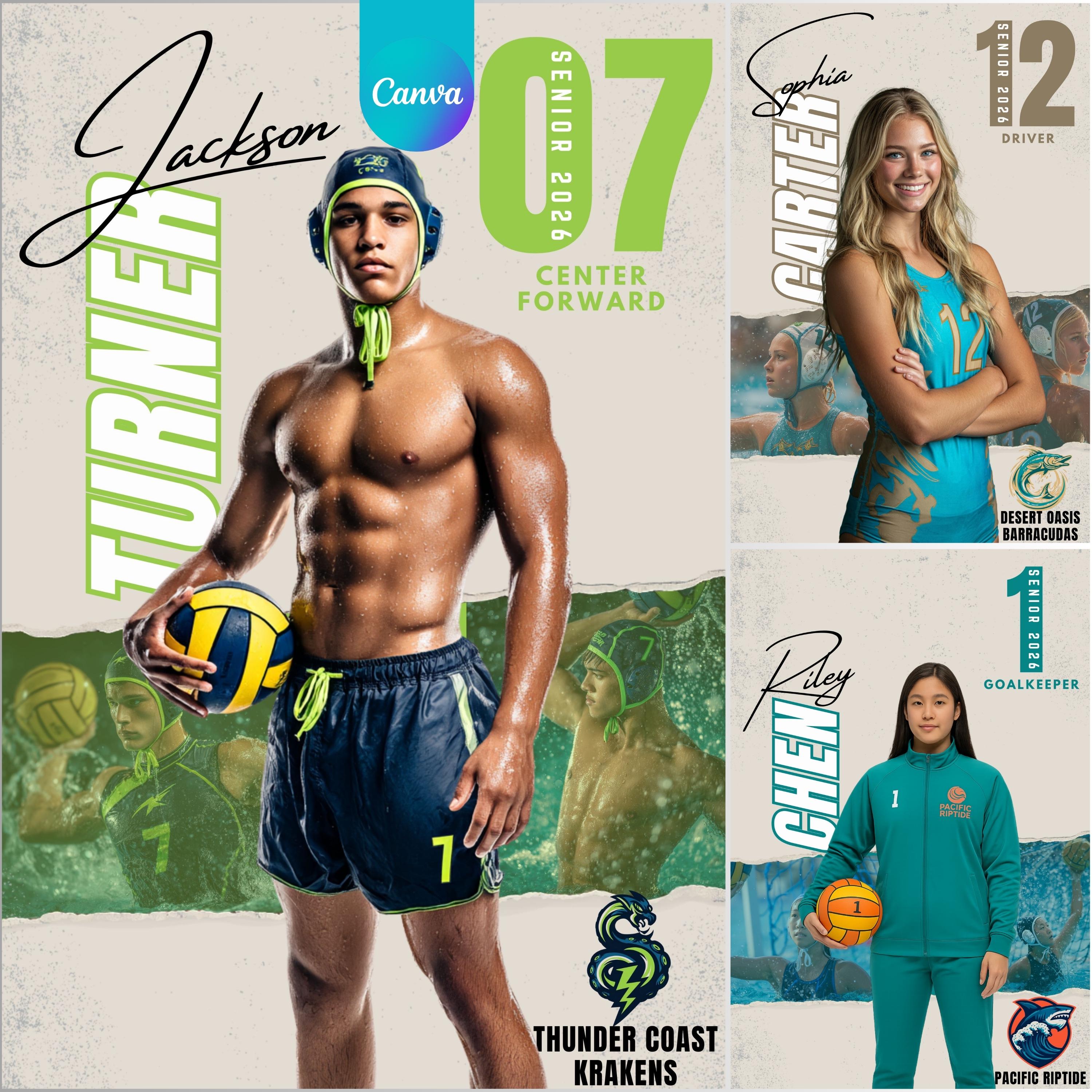 Water Polo Team Poster Canva Template: Senior Night Memory Mate ...