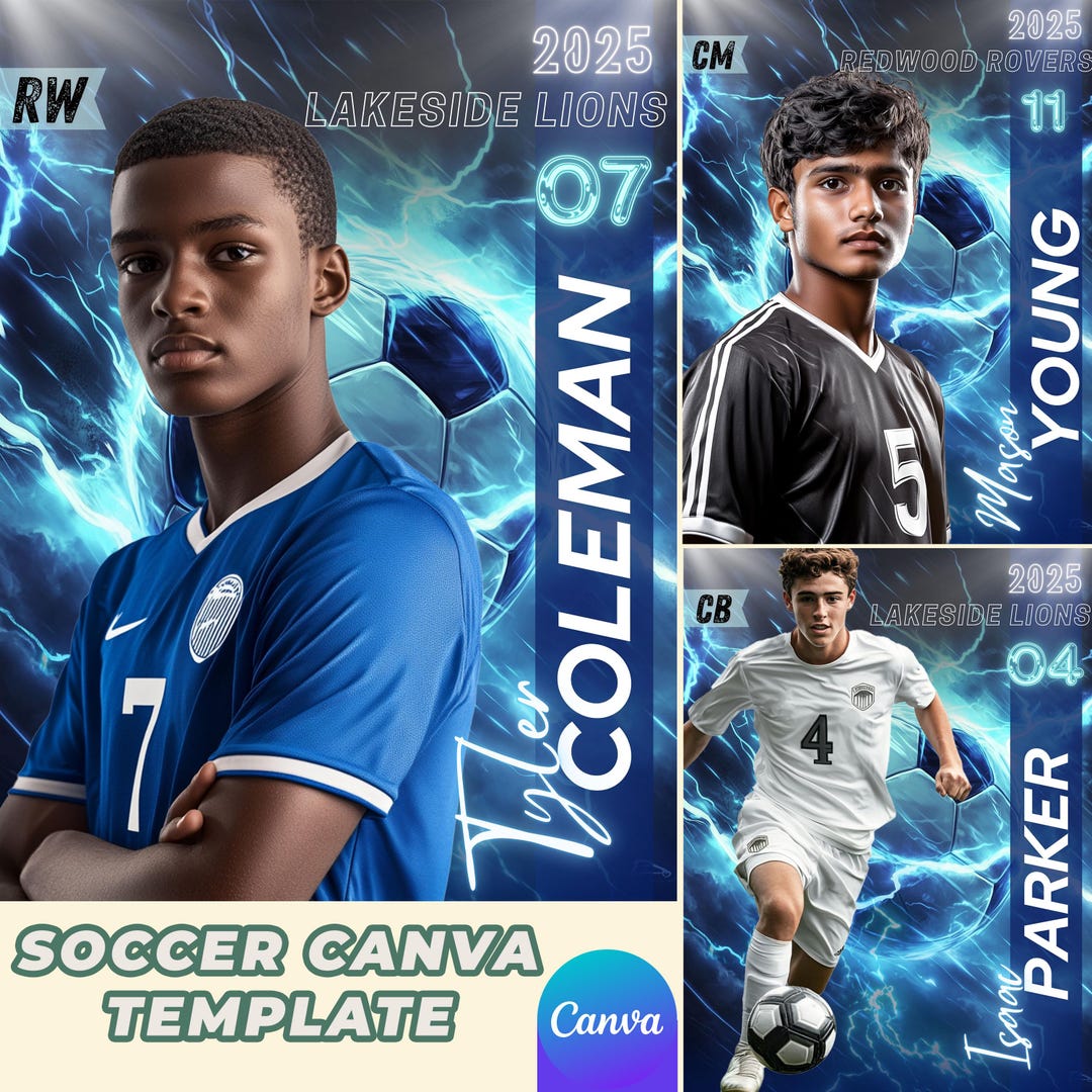 Soccer Poster & Banner Canva Template | Editable Soccer Background for ...