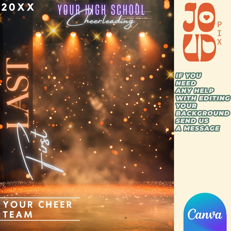 Cheerleading Spotlight Banner: Senior Sports Poster Canva Template ...