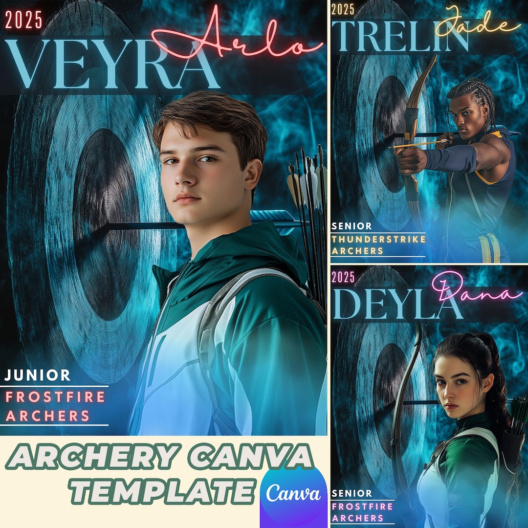 Smoky Archery Target Poster Canva Template | Customizable Sports Banner ...