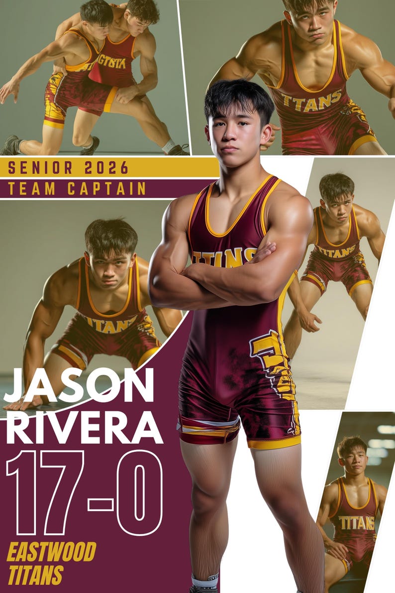 Wrestling Senior Night Poster: Multi-photo Collage Canva Template ...