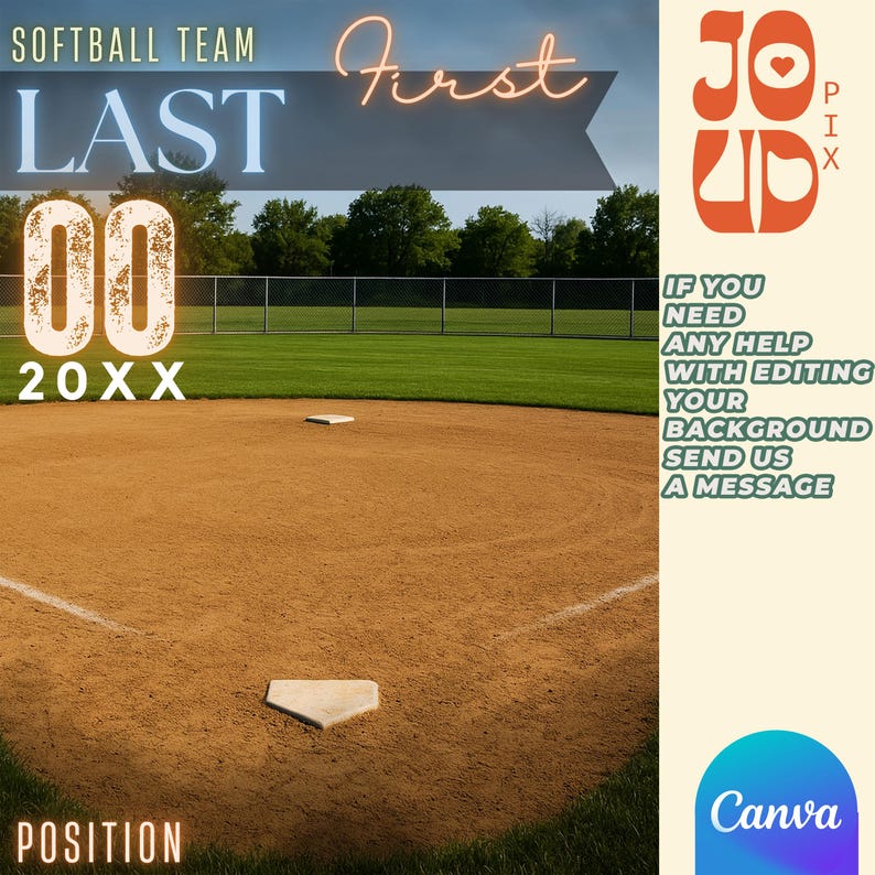 Daylight Softball Field Canva Template | 3:4 Senior Poster, Custom Team ...
