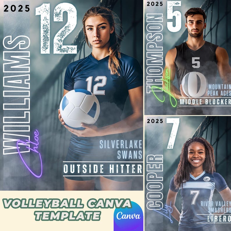 Volleyball Poster Canva Template | Senior Sports Poster | Custom ...