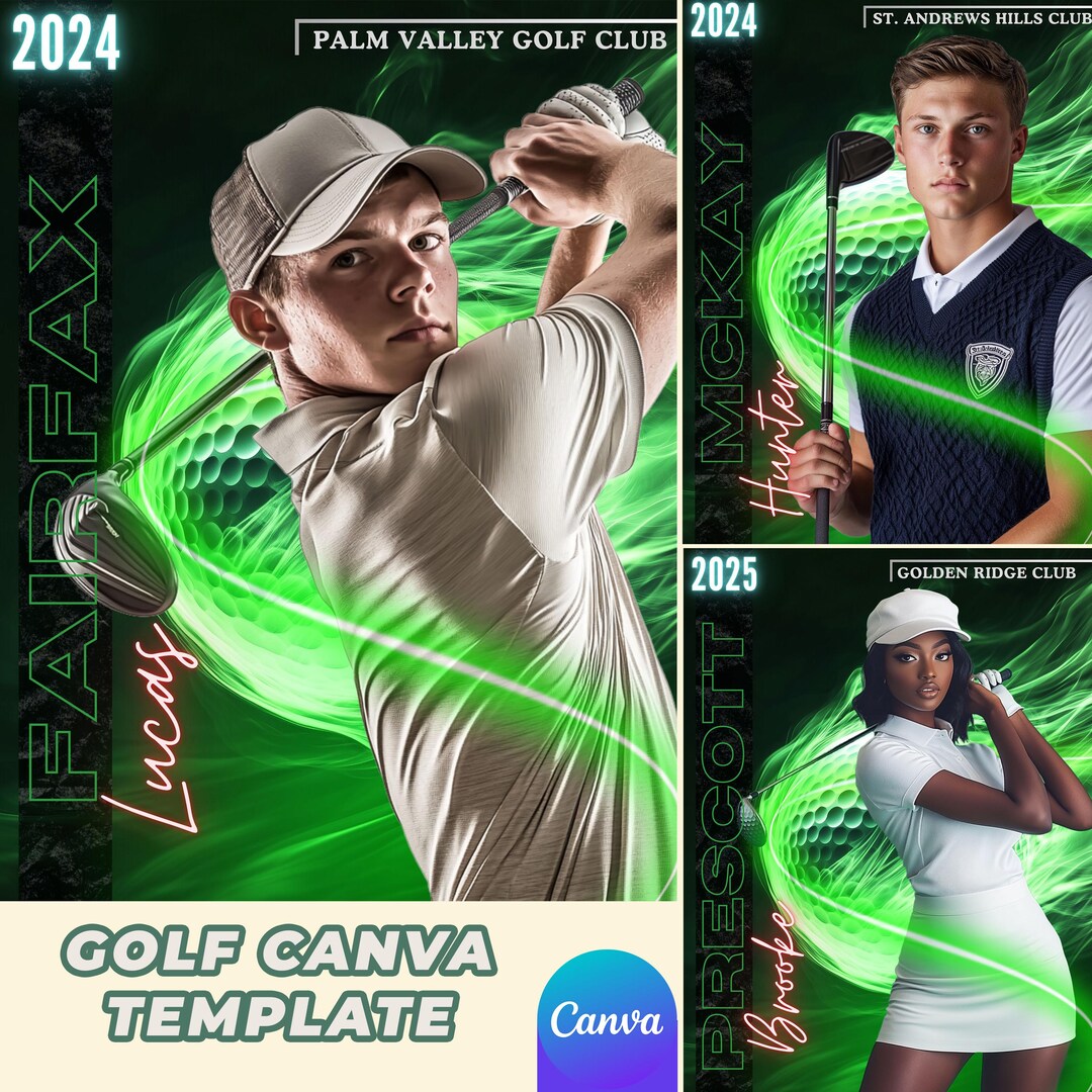 Golf Poster Canva Template | Editable Golf Background for Custom Sports ...