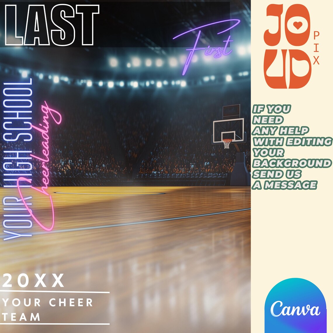 Cheerleading Canva Template: High School Senior Poster, Sports Banner ...