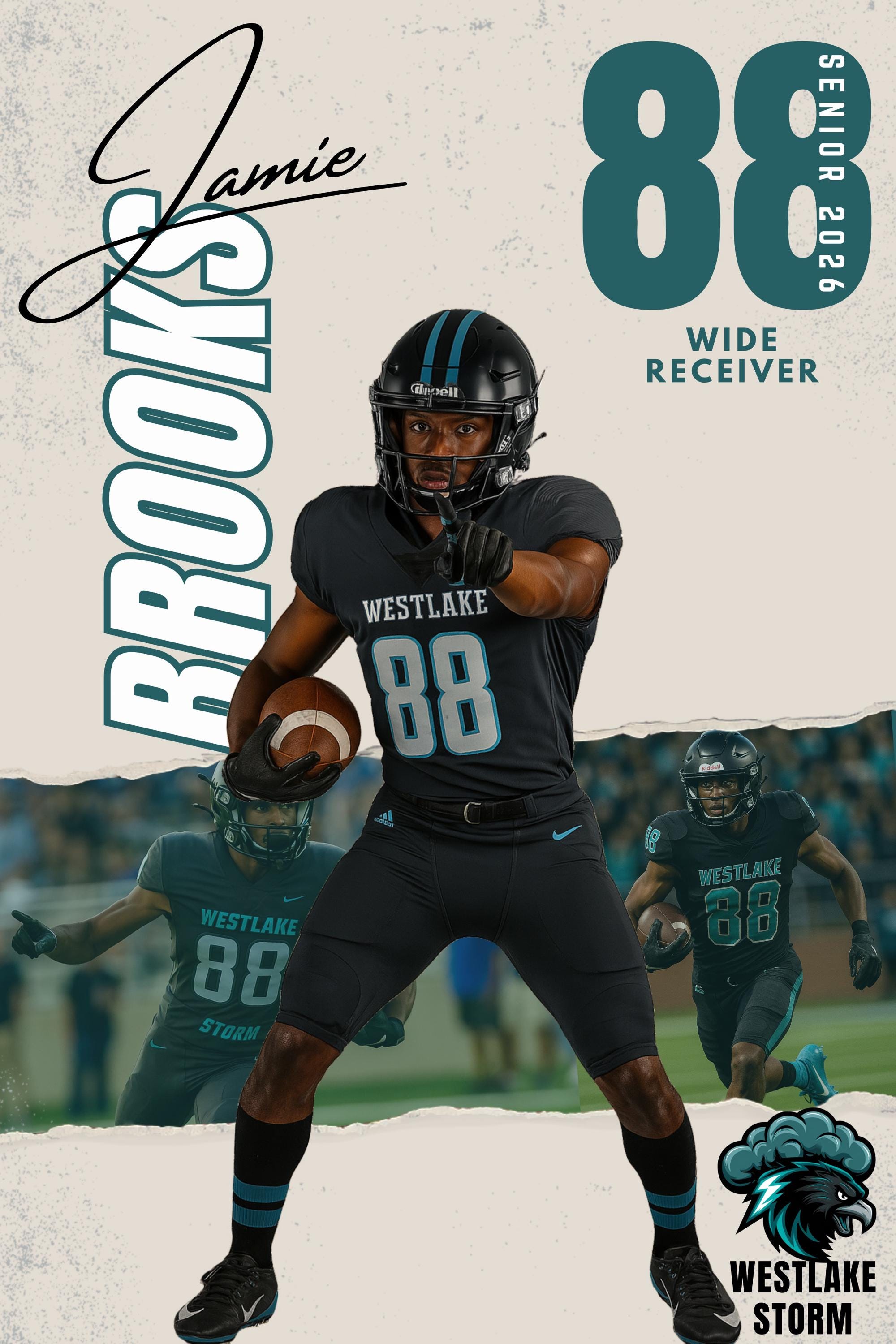 Football Poster Canva Template | Football Card Banner, Senior Night ...