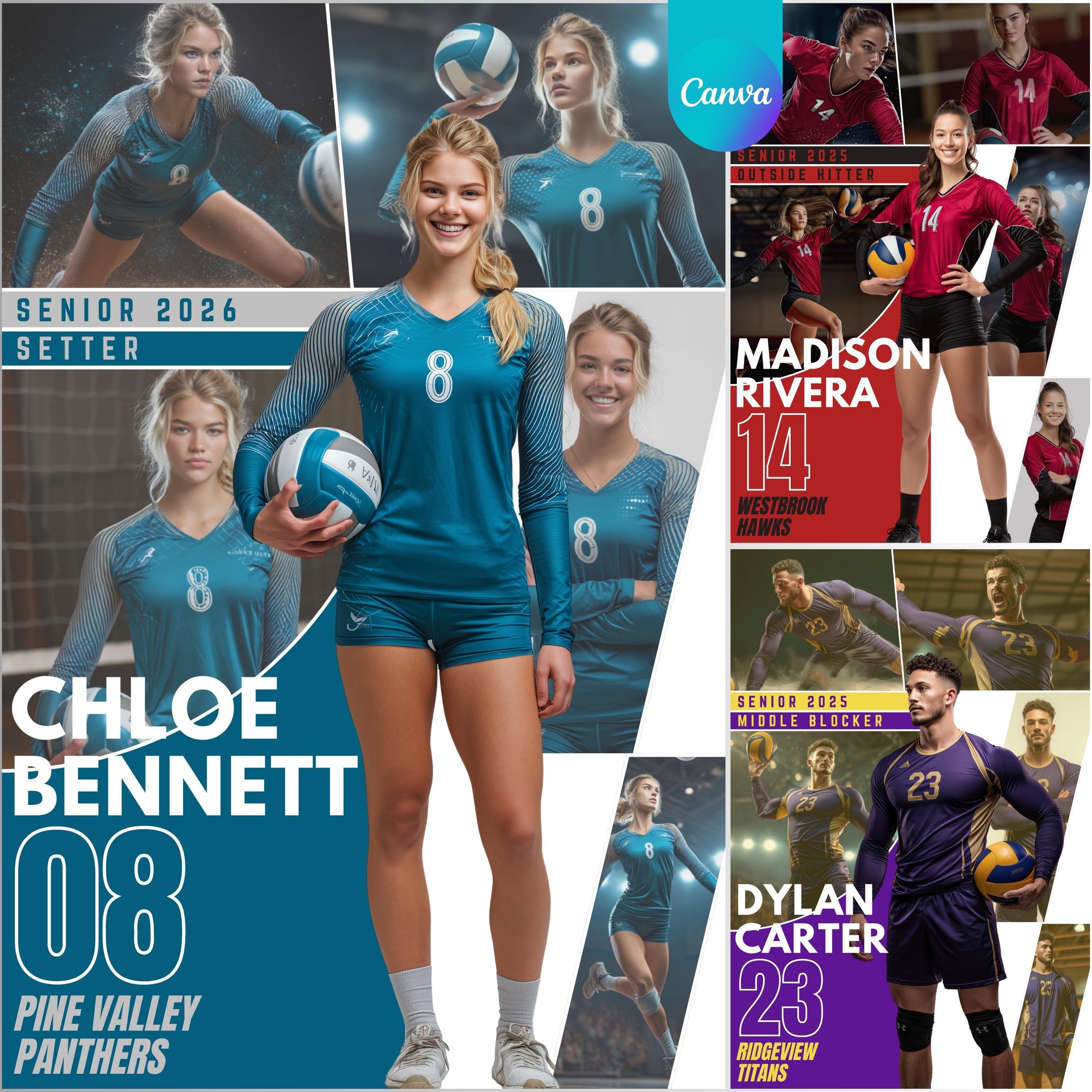 Volleyball Senior Night Poster: Canva Template, Team Banner (digital ...