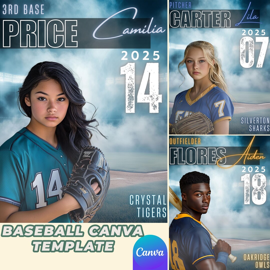 Smoky Baseball Field Poster: Senior Sports Banner Canva Template - Etsy