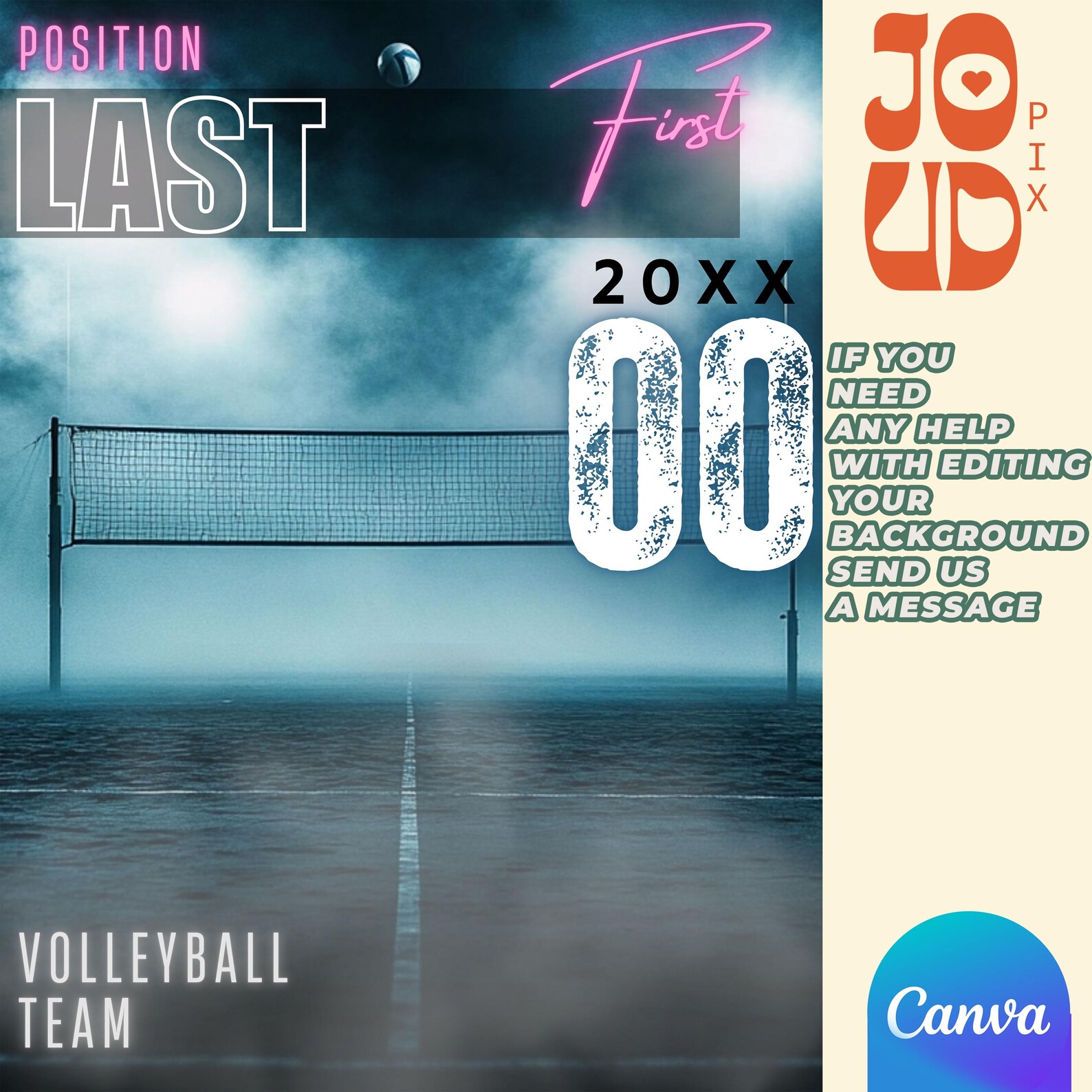 Volleyball Team Poster Canva Template: Senior Player Highlights ...