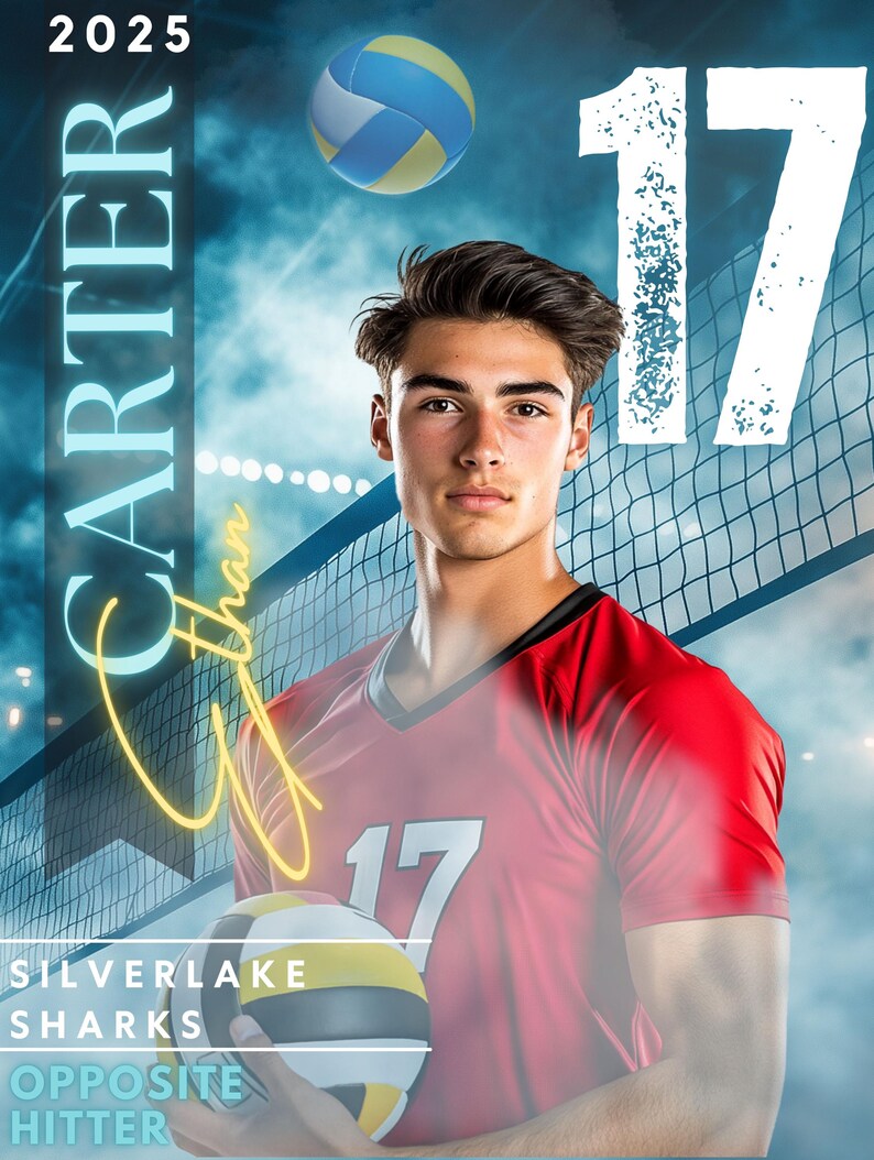 Volleyball Poster Canva Template | Senior Sports Design | Custom ...