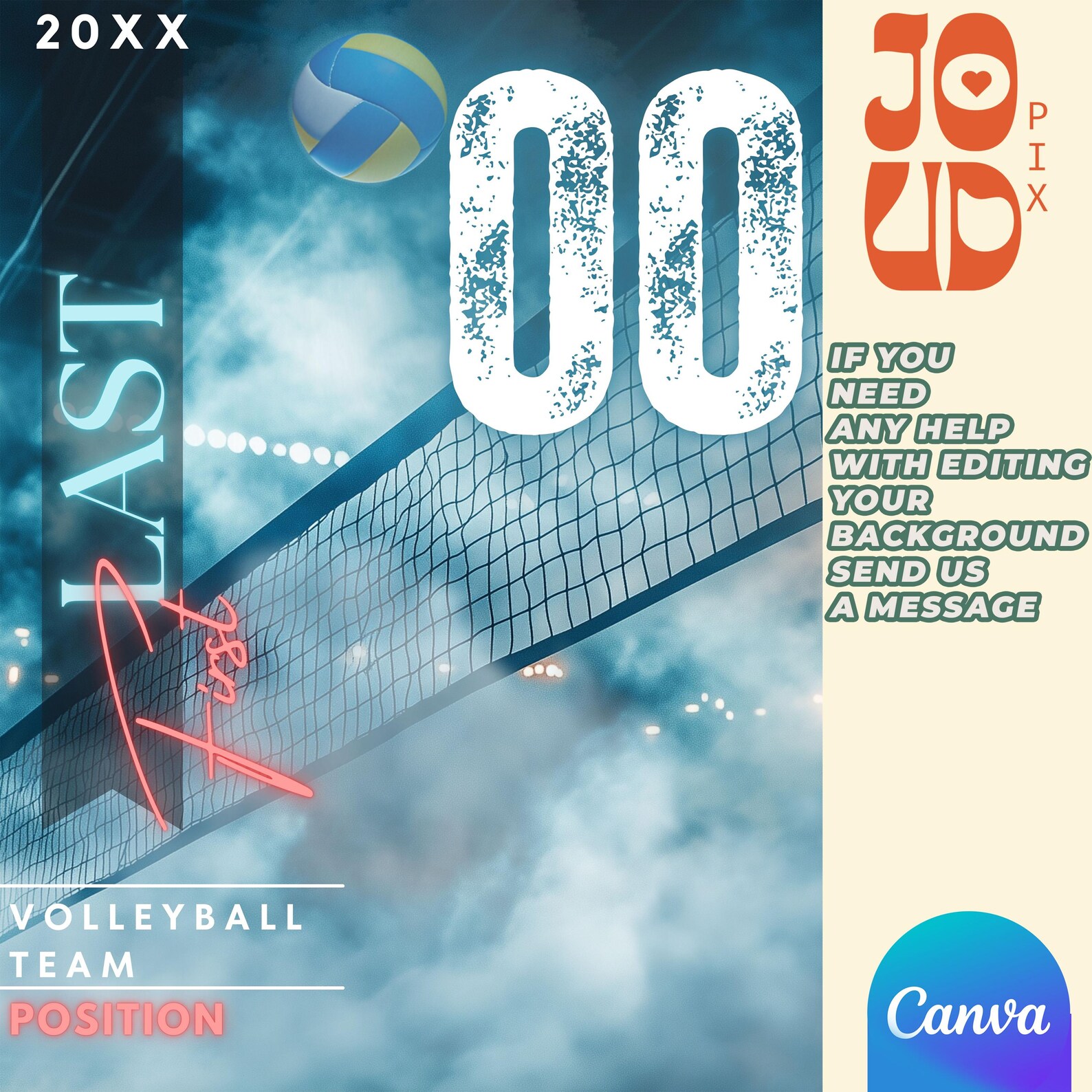 Volleyball Poster Canva Template | Senior Sports Design | Custom ...