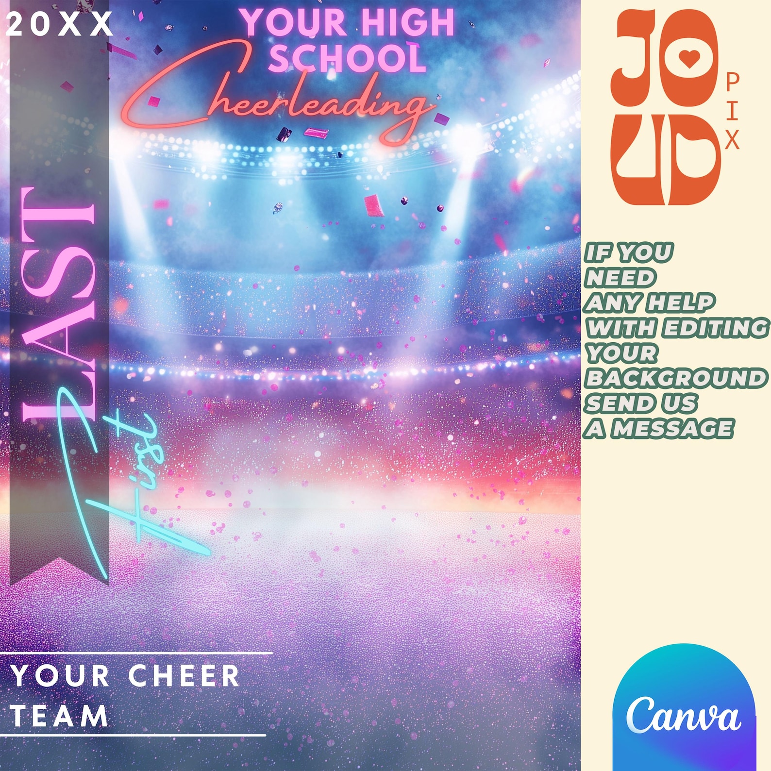 Cheerleading Canva Template | Custom Cheer Team Banner, Senior Cheer ...