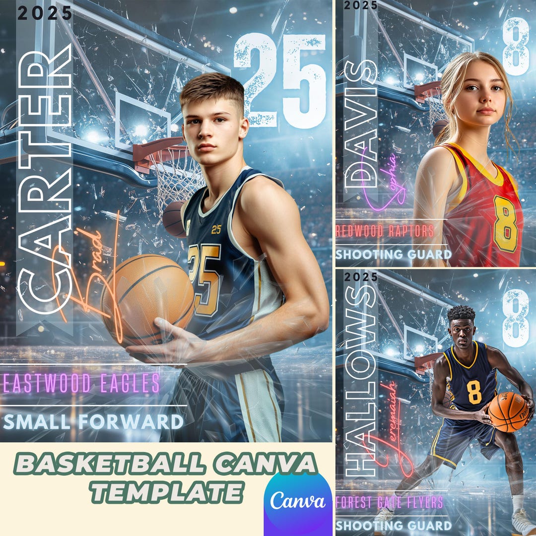 Shattered Backboard Basketball Canva Template Senior Sports Poster ...