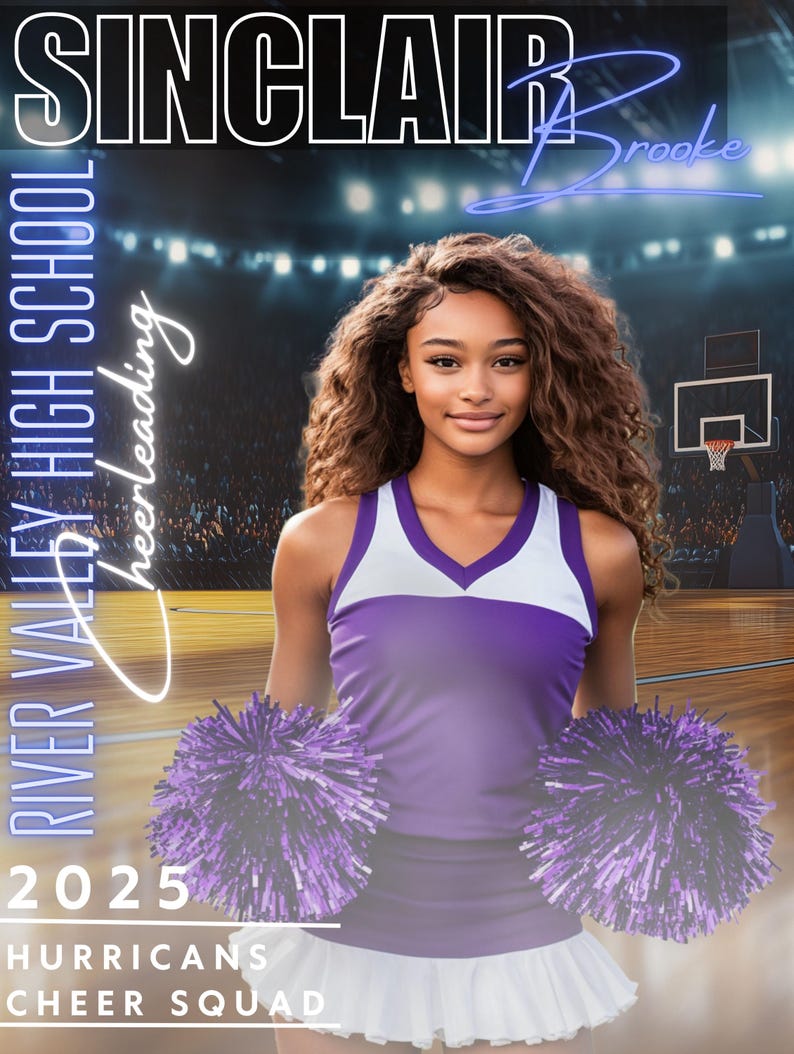 Cheerleading Canva Template: High School Senior Poster, Sports Banner ...
