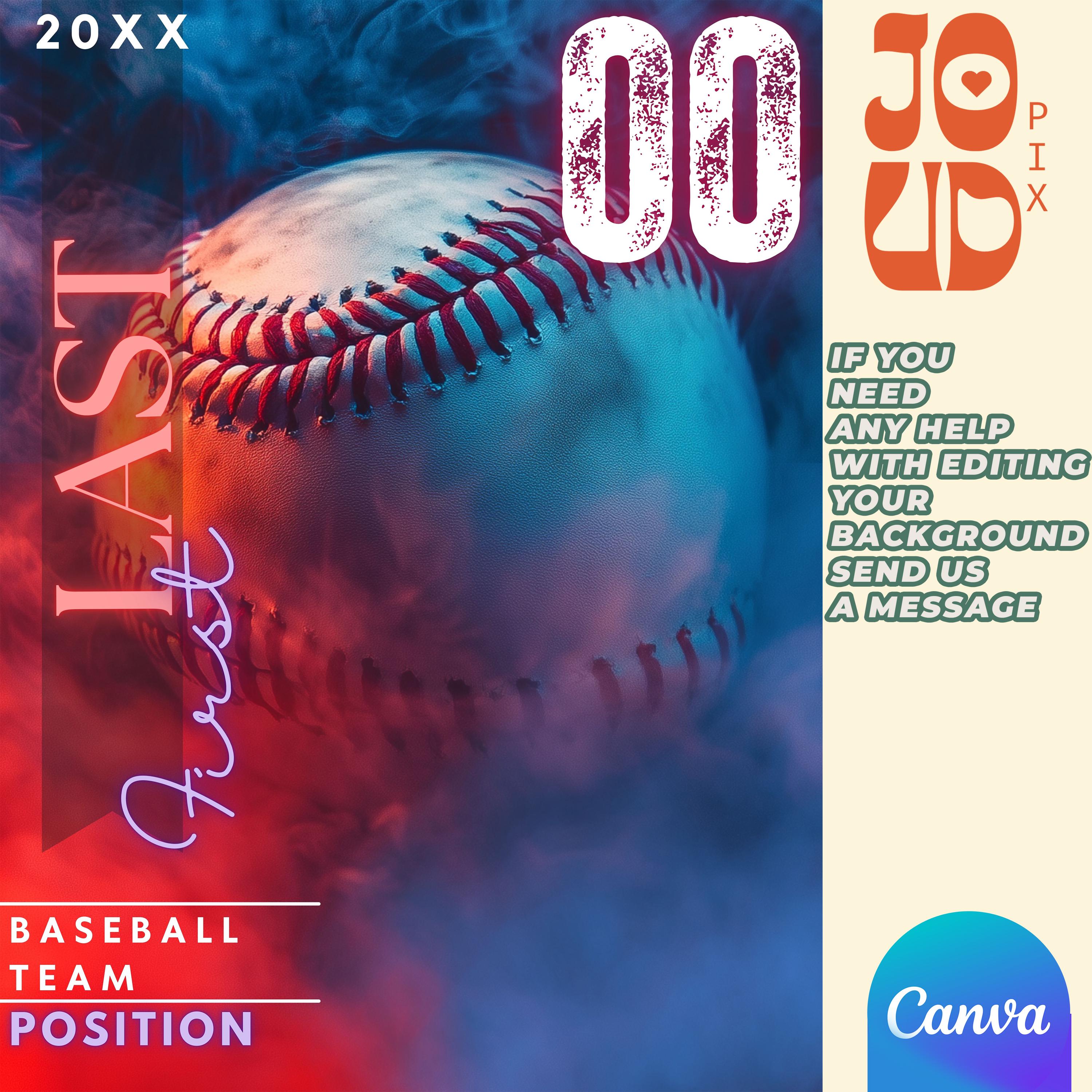 Red & Blue Smoke Baseball Poster: Customizable Canva Template - Etsy