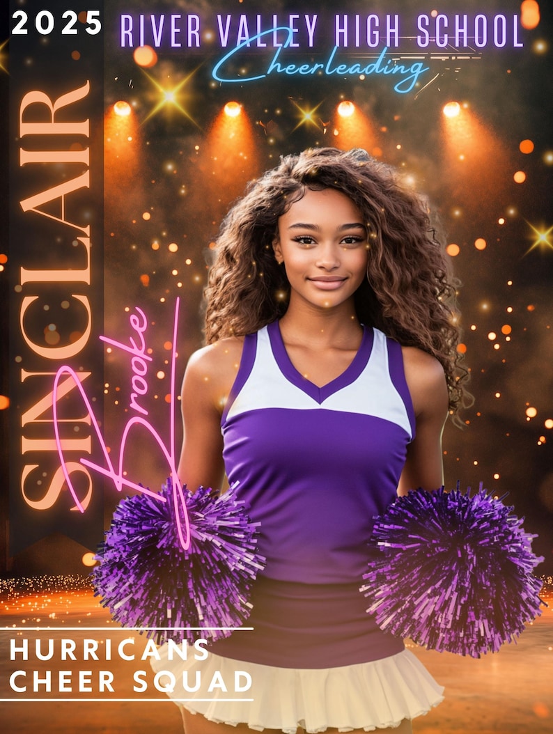 Cheerleading Spotlight Banner: Senior Sports Poster Canva Template ...