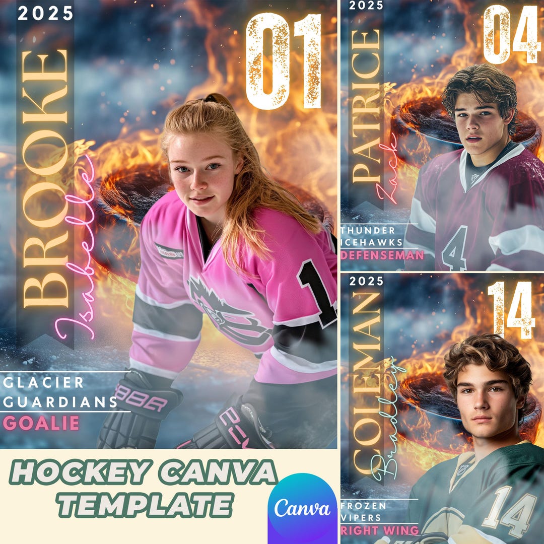 Fiery Hockey Puck Poster Canva Template Customizable Sports Banner ...