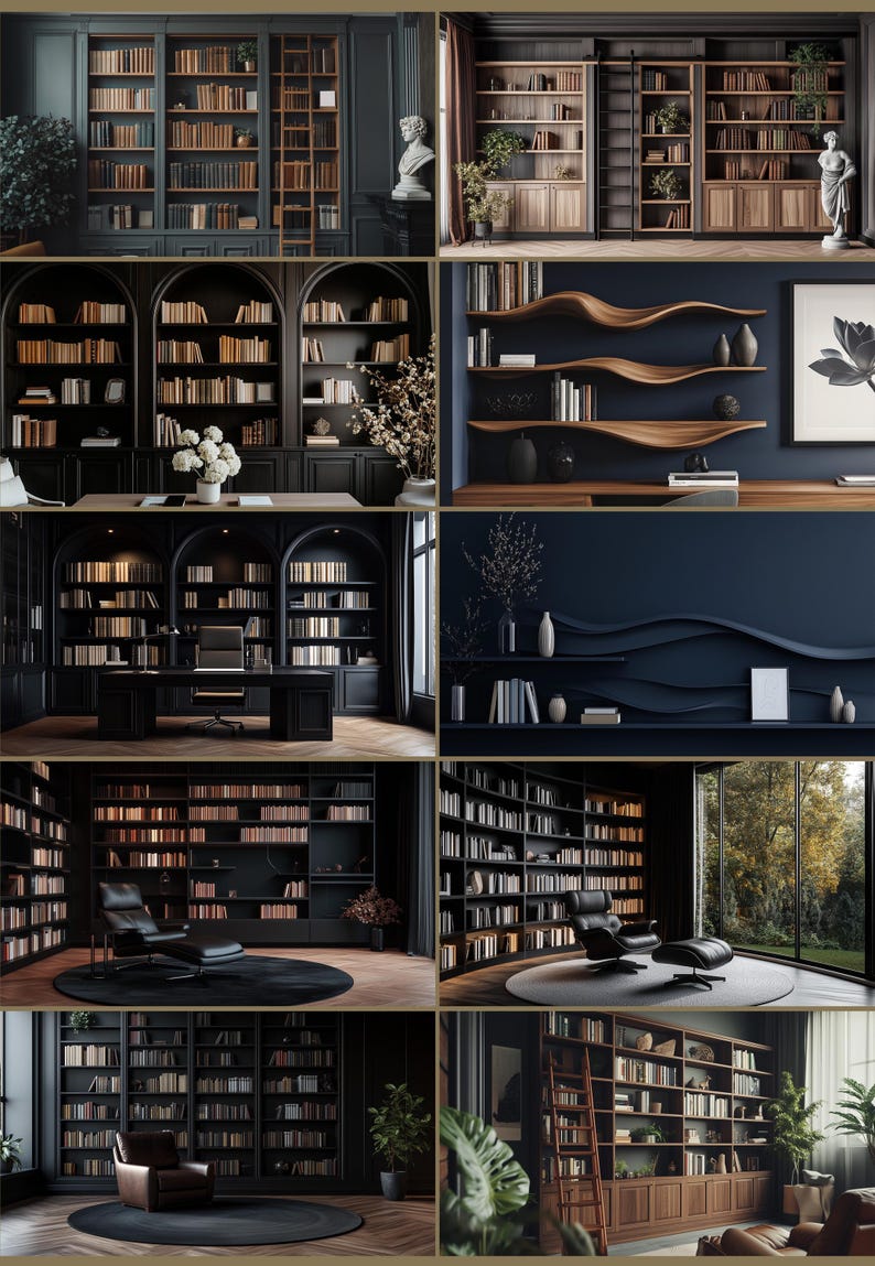 25 Home Office Bookshelf Zoom Backgrounds Virtual Office Backdrops for ...