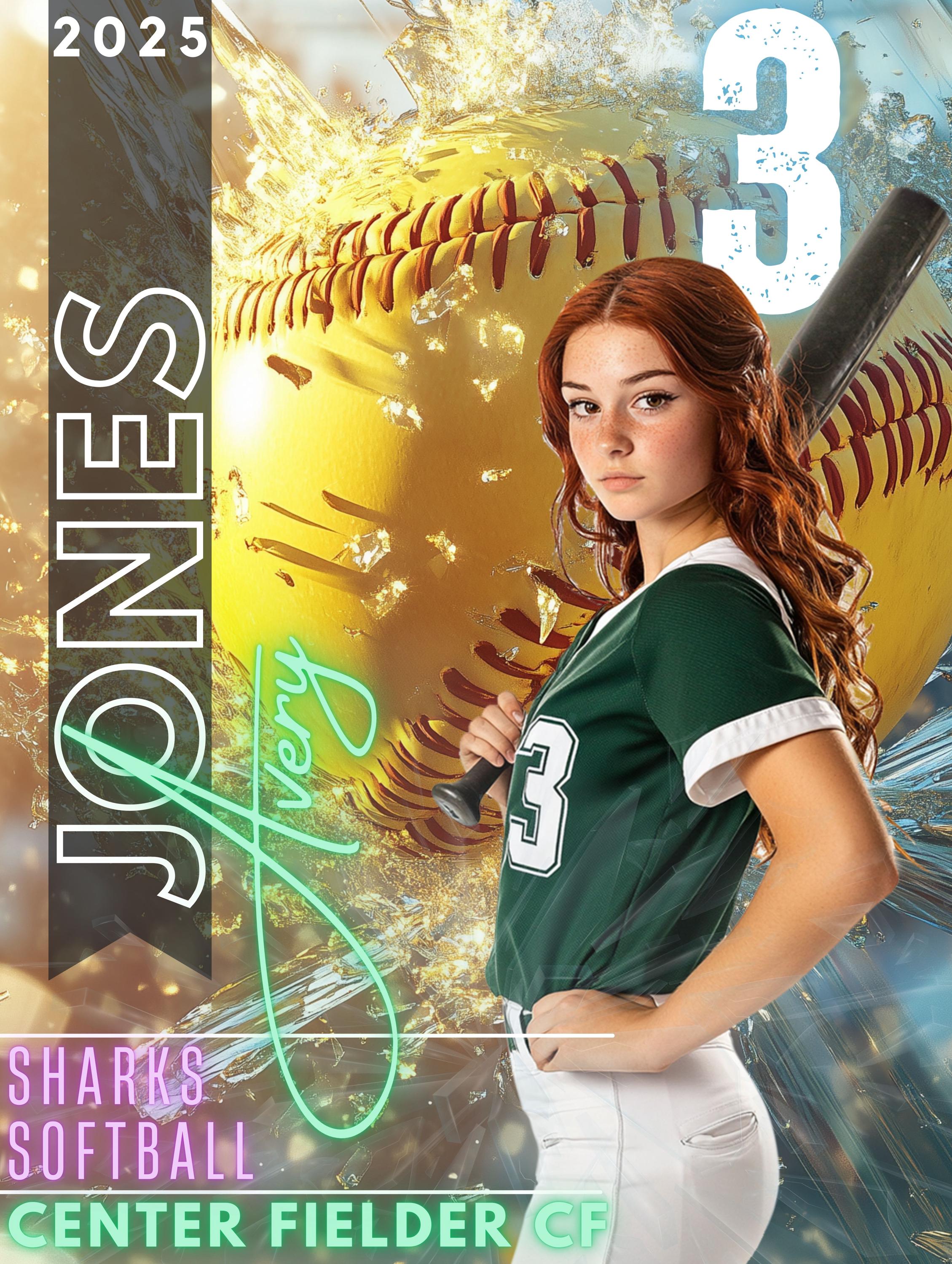 Shattered Glass Softball Poster: Senior Player Canva Template - Etsy