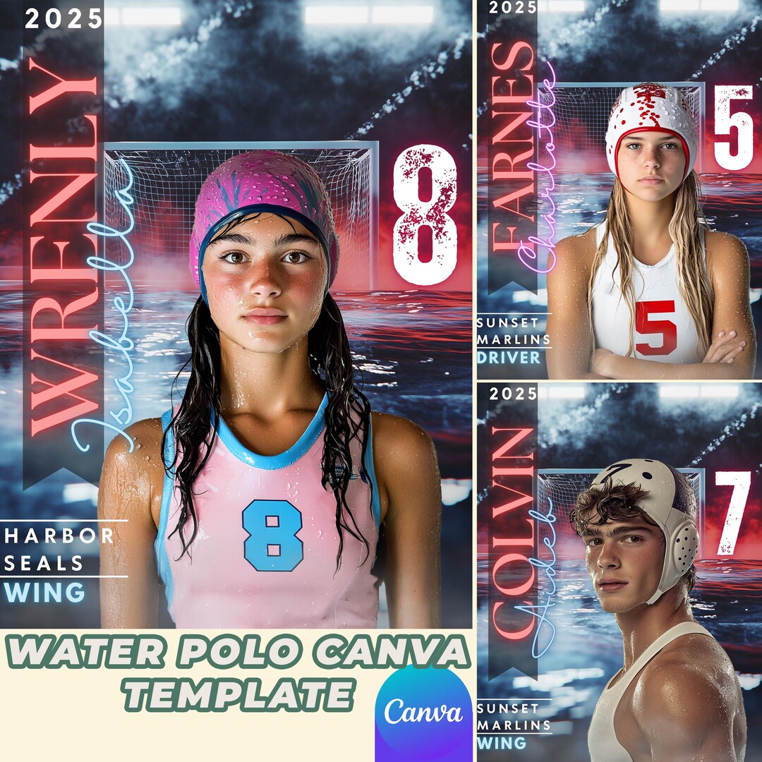 Water Polo Senior Poster Canva Template: Smoky Lights Design - Etsy