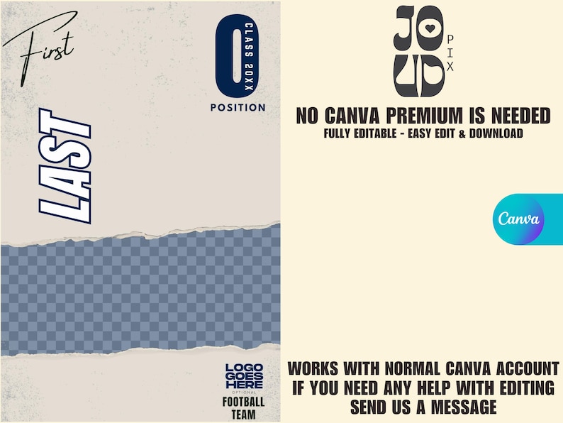 Football Poster Canva Template | Football Card Banner, Senior Night ...