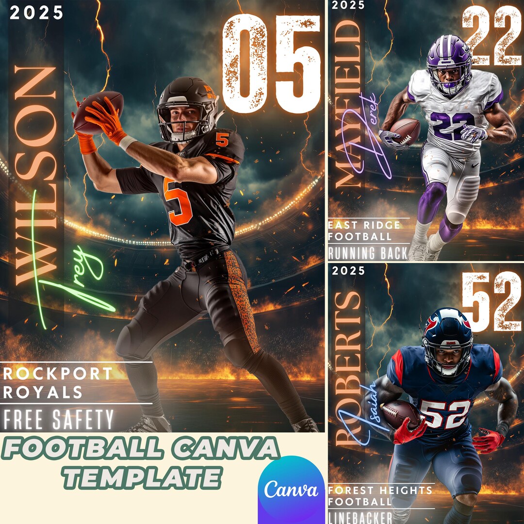 Fiery Football Stadium Canva Template: Player Highlights & Team Posters ...