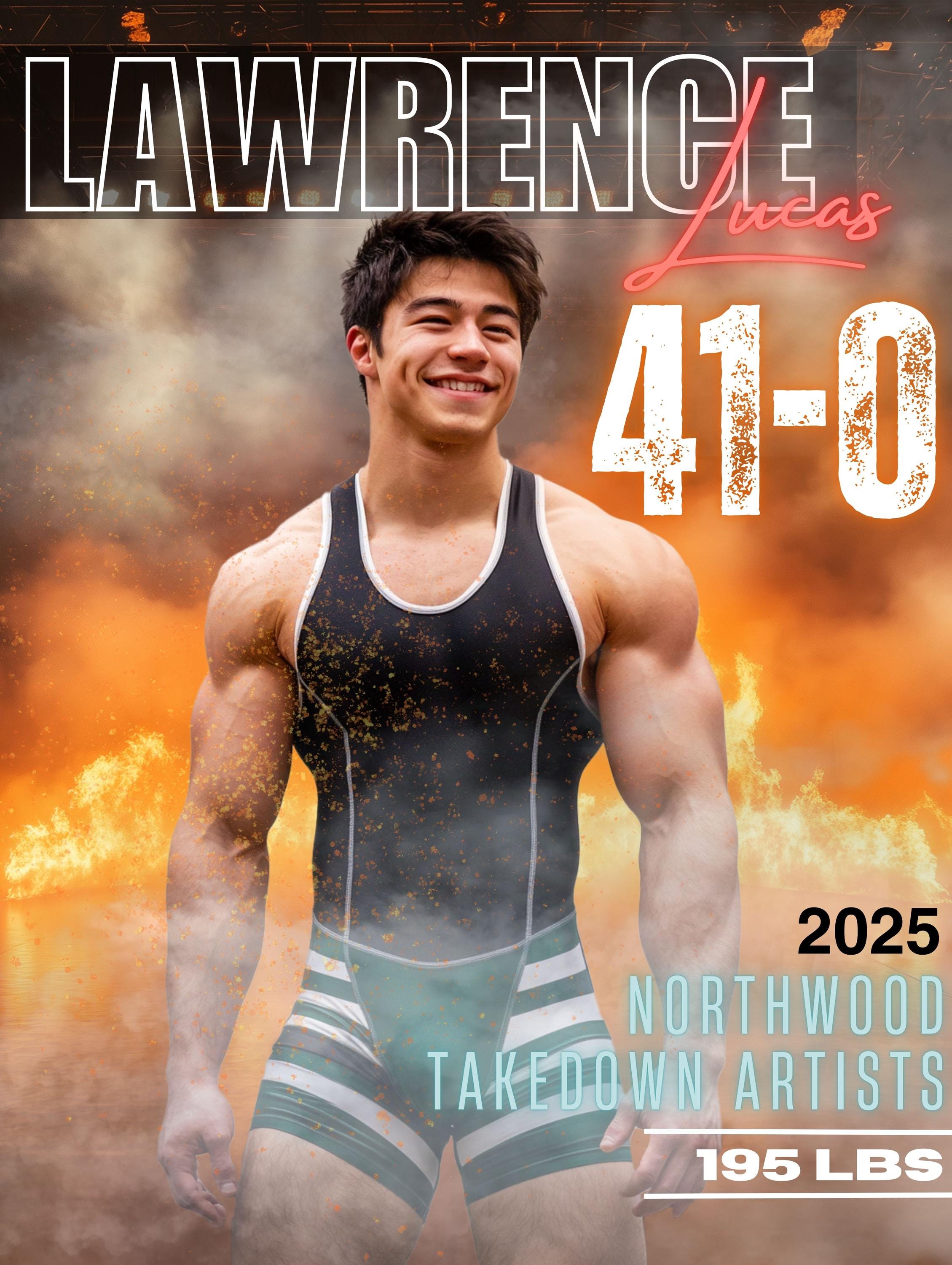 Fiery Wrestling Poster Canva Template | Customizable High School Senior ...