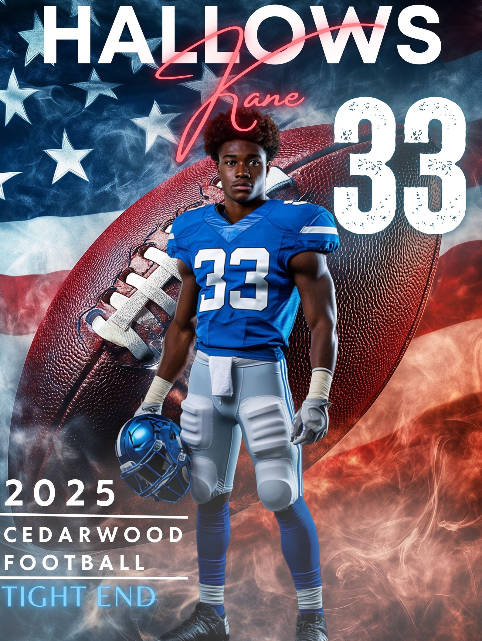 American Flag Football Poster: Canva Template for Senior Banners - Etsy