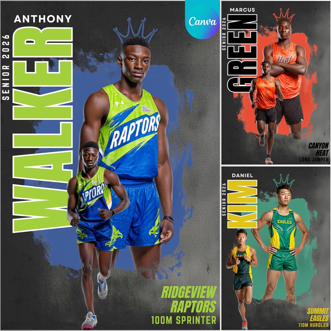 Track and Field Senior Night Poster: Editable Canva Template (digital ...
